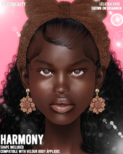 Second Life Marketplace - fleshbeauty - harmony skin "ebony" lelutka EVO BOM